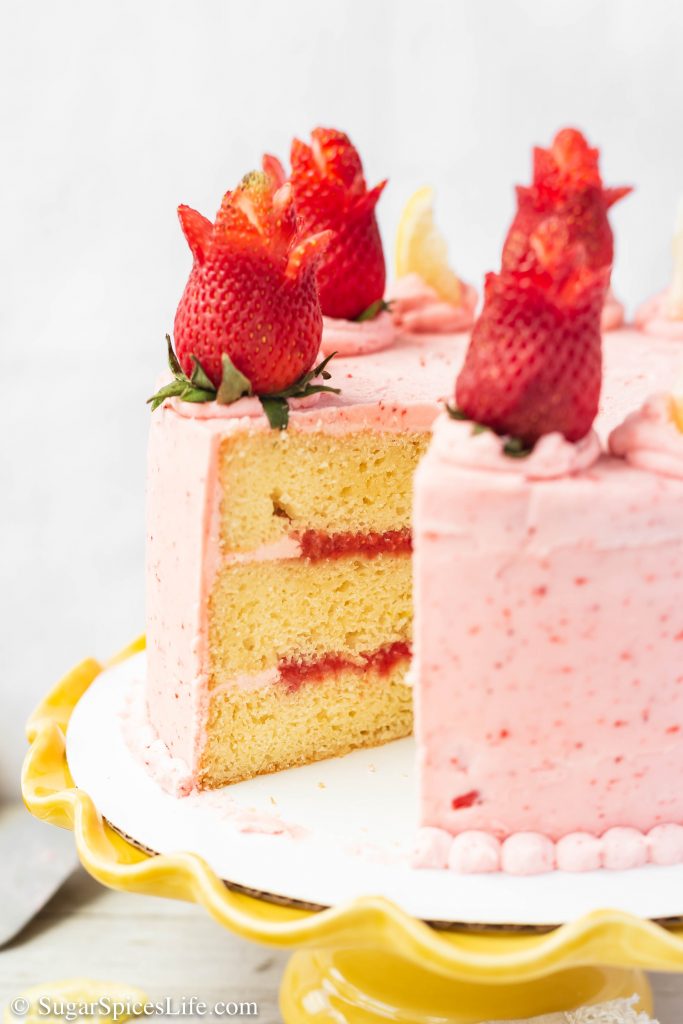Lemon Strawberry Cake Recipe - SugarSpicesLife
